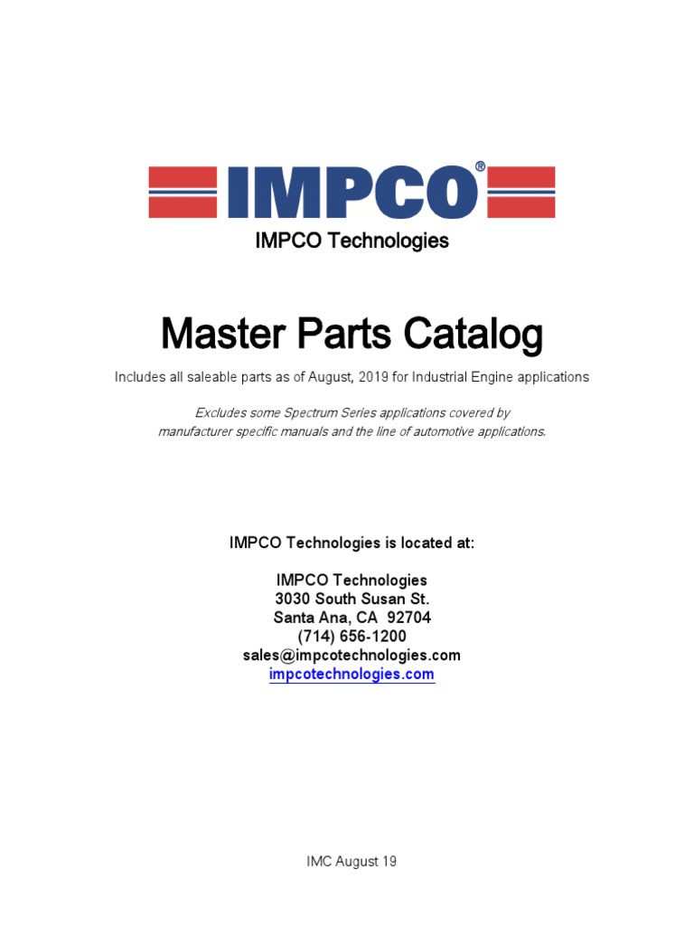 IMPCO Master Parts | PDF | Carburetor | Throttle