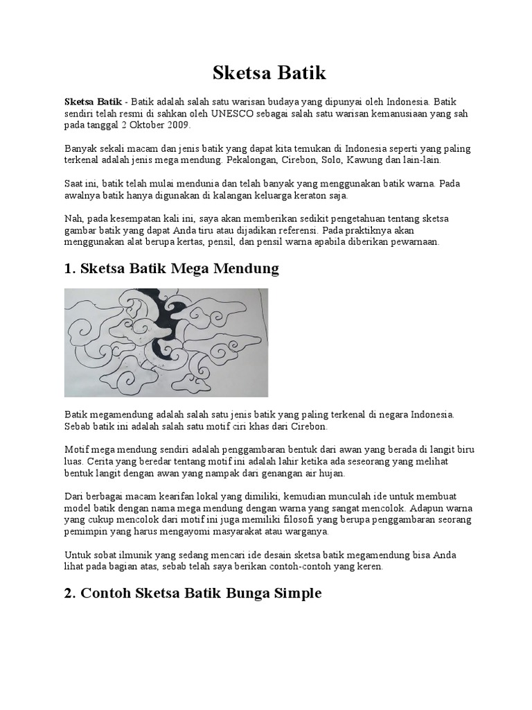 Sketsa Batik: Panduan dan Contoh Sederhana | PDF