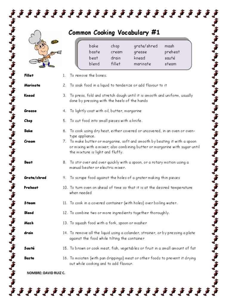 VOCABULARY 2 Common-Cooking-Vocabulary | PDF
