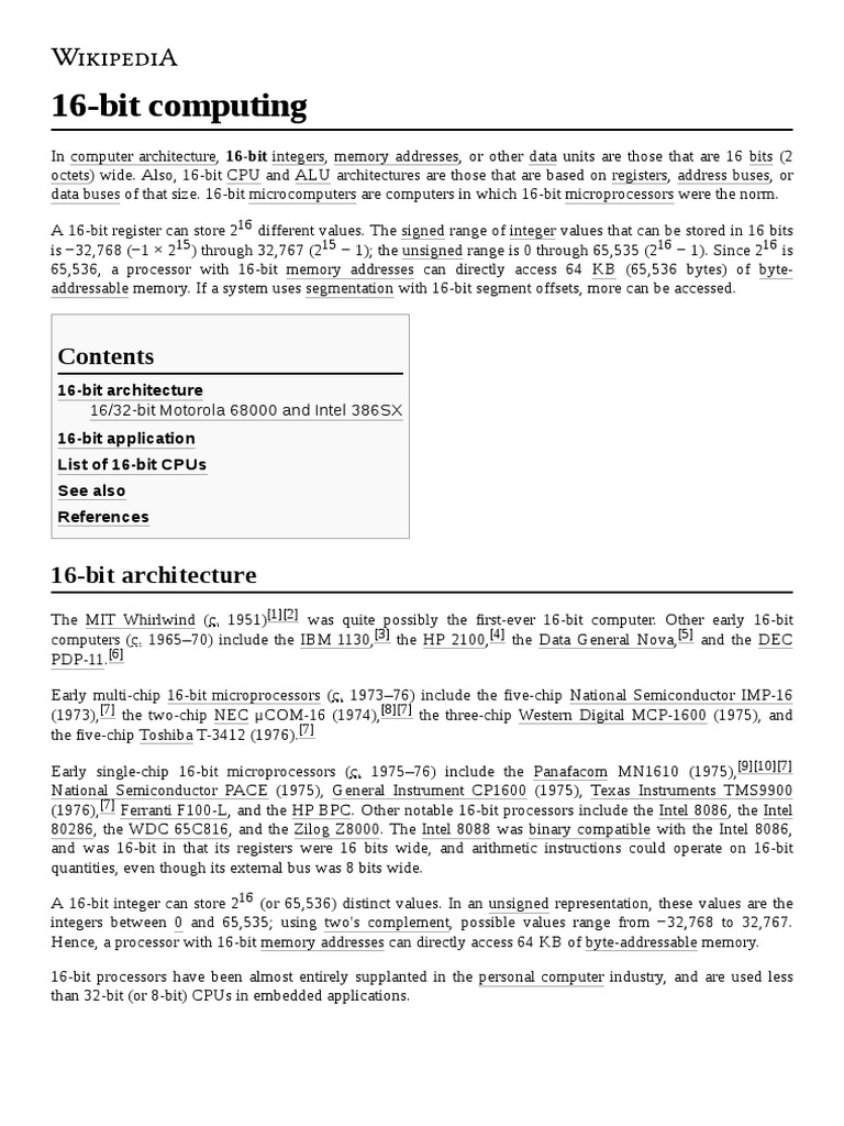 16-Bit Computing: 16-Bit Architecture 16-Bit Application List of 16-Bit ...