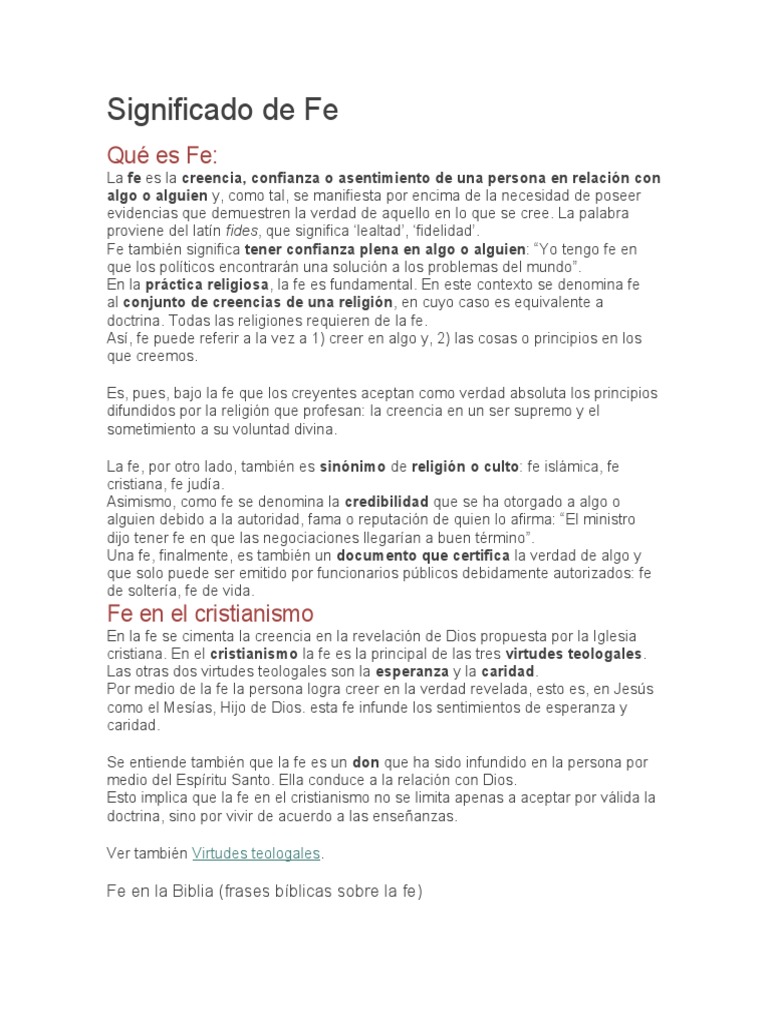 Significado de Fe | PDF | Fe | Dios