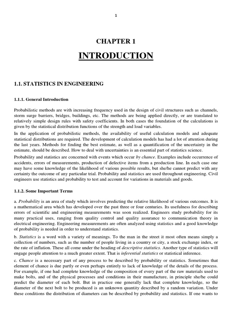 1 1 Statistics In Engineering 1 1 1 General Introduction Pdf Reliability Engineering