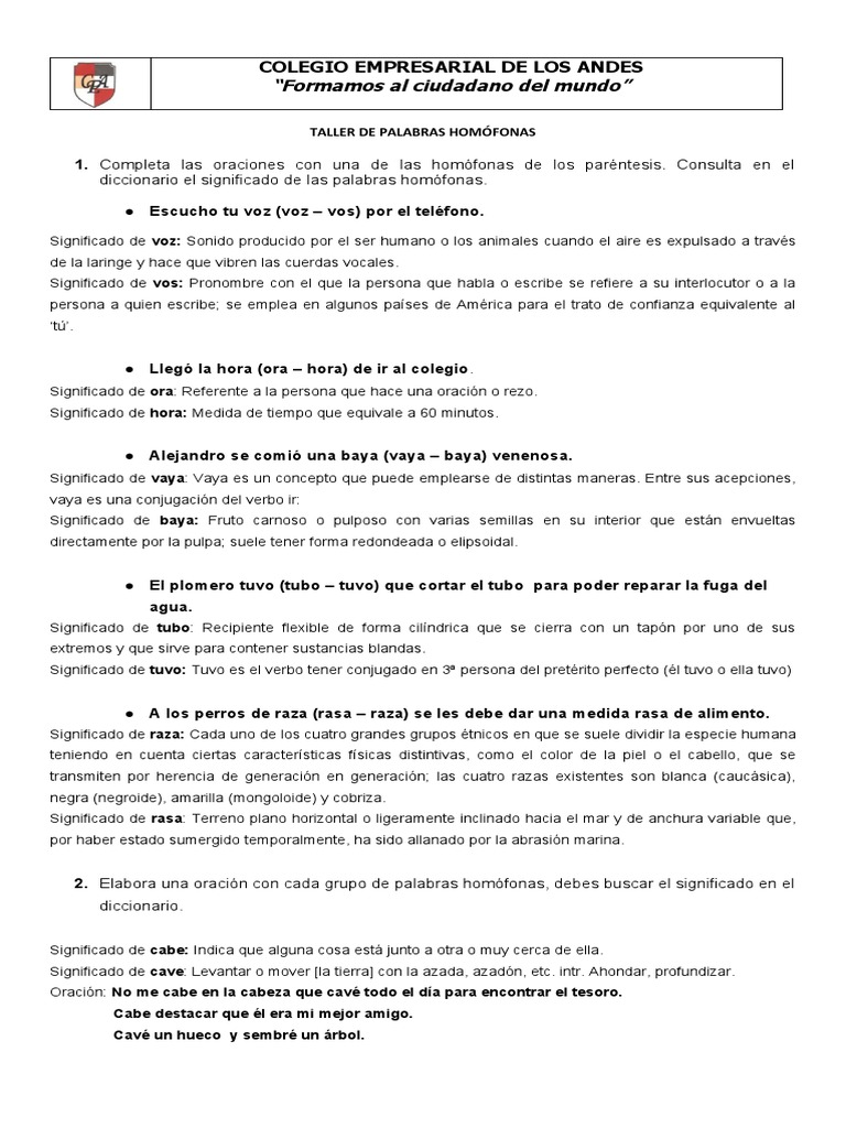 TALLER DE PALABRAS HOMÓFONAS Julieta | Download Free PDF | Vino | Verbo