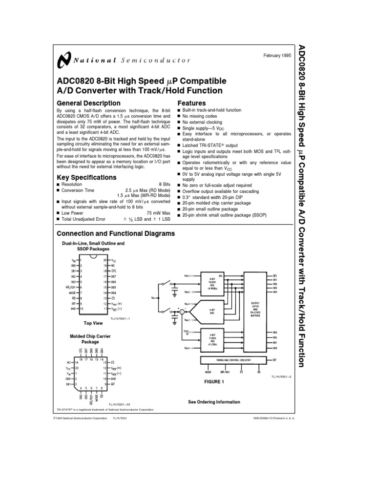 ADC0820 8-Bit High Speed MP Compatible A/D Converter With Track/Hold ...