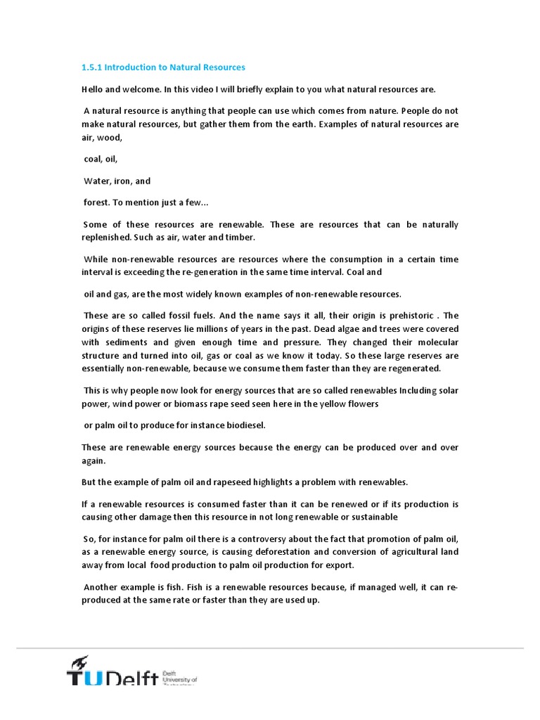 Introduction To Natural Resources | PDF | Renewable Resources | Rapeseed