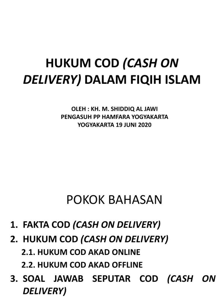 16-Hukum Cod Dalam Fiqih Islam | PDF | Pengelolaan Keuangan & Uang