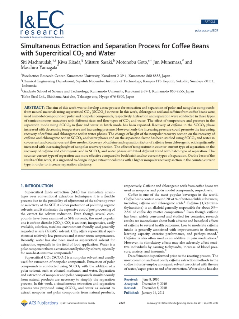 Simultaneous Extraction and Separation P | PDF | Solubility | High ...