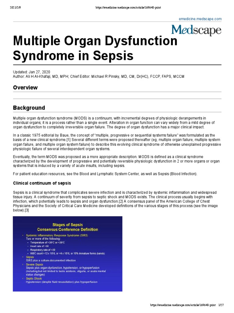 Multiple Organ Dysfunction in Sepsis | PDF | Sepsis | Inflammation