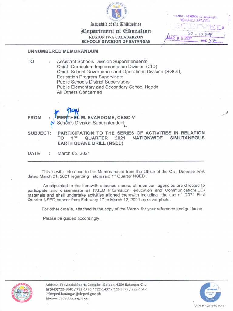 Participation To The Series of Activities in Relation To 1ST Quarter ...