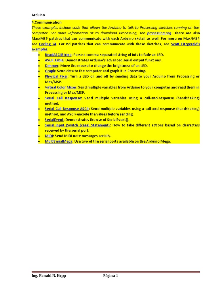 Apunte de Arduino Hecho Por Ronald Parte 4 | PDF | Cadena (informática ...