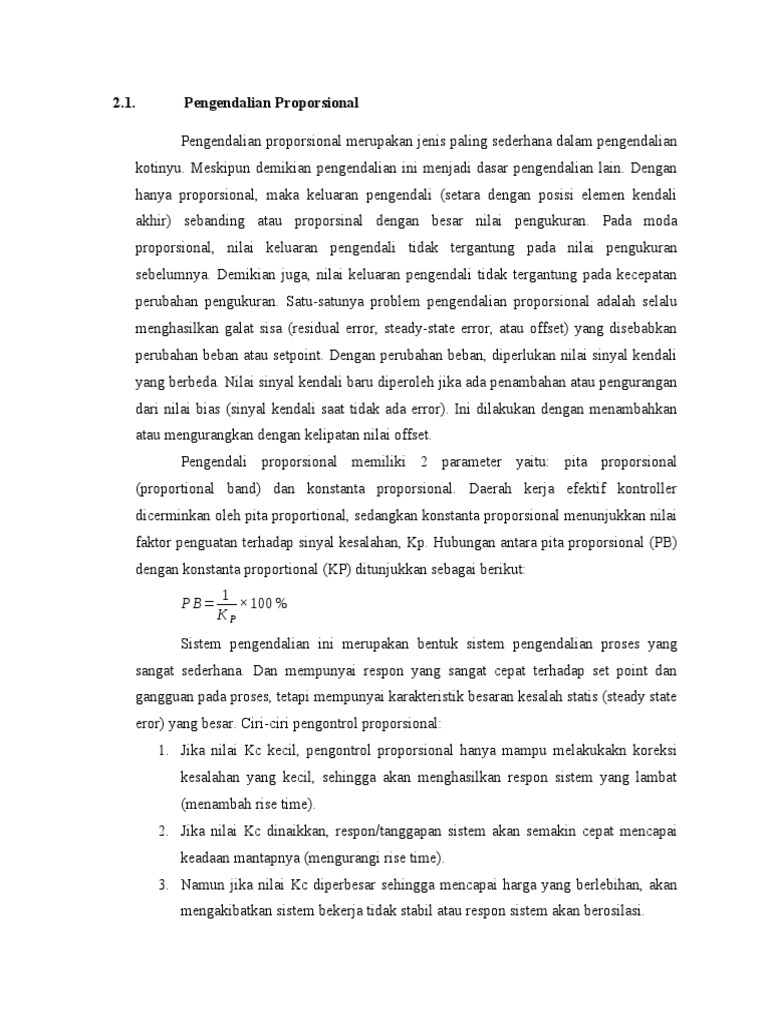Pengendalian Proporsional dalam Sistem Kontrol | PDF