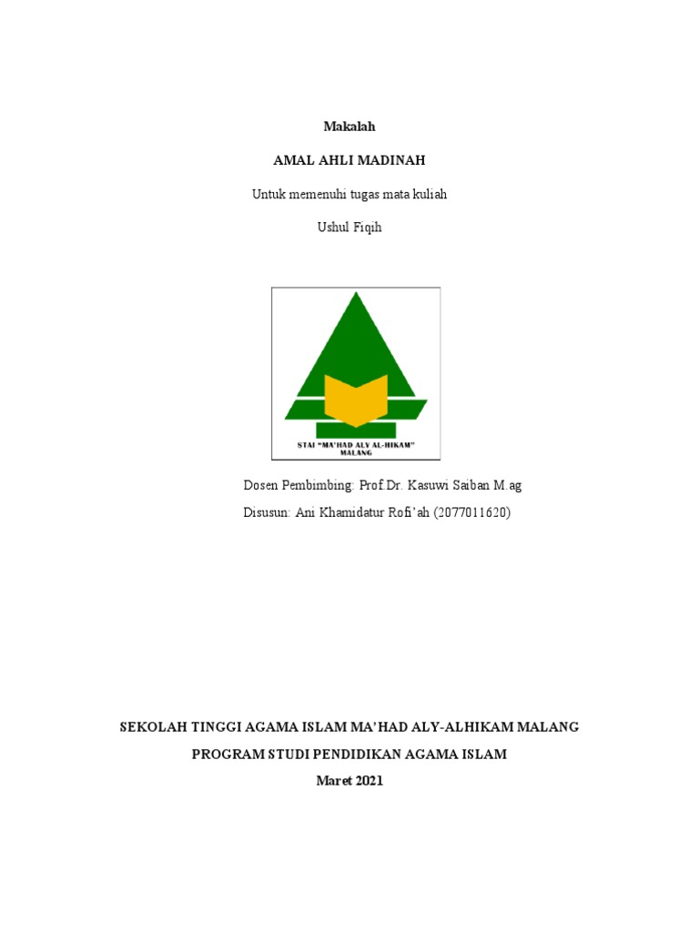 Pengertian dan Macam Amal Ahli Madinah | PDF | Agama & Spiritualitas