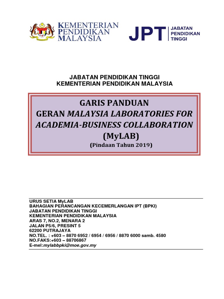 GARIS PANDUAN GERAN MyLAB (PINDAAN TAHUN 2019) | PDF