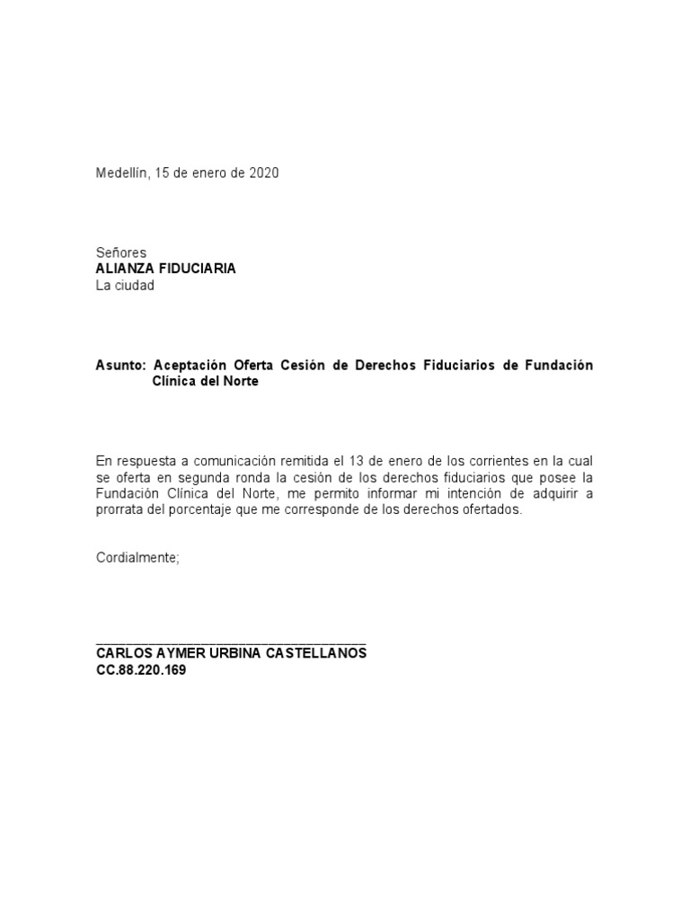 Carta Doctor Carlos Urbina Castellanos | PDF