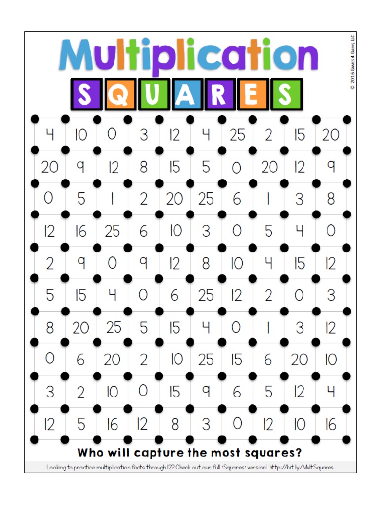 5x5 Multiplication Squares | PDF