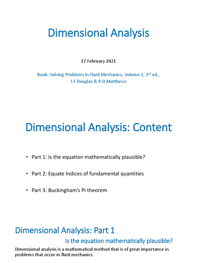 Solving Fluid Mechanics Problems with Dimensional Analysis | PDF | Equations | Physics