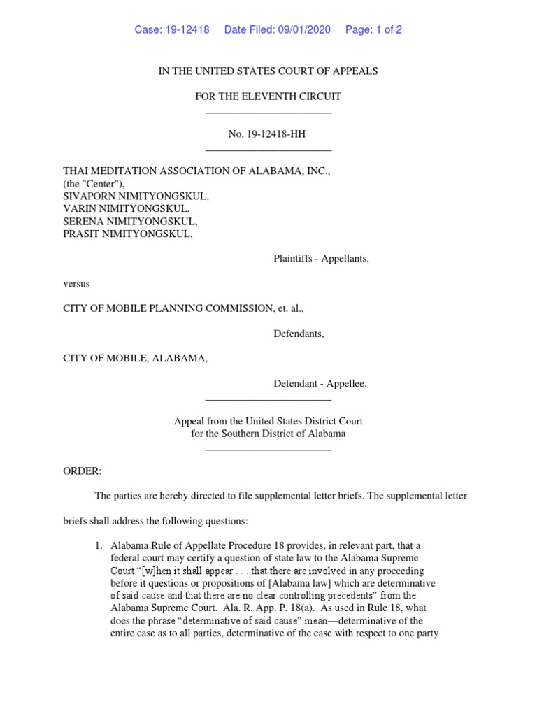 Eleven Circuit Court Order Re Supplemental Briefing 9 1 2020 | PDF ...