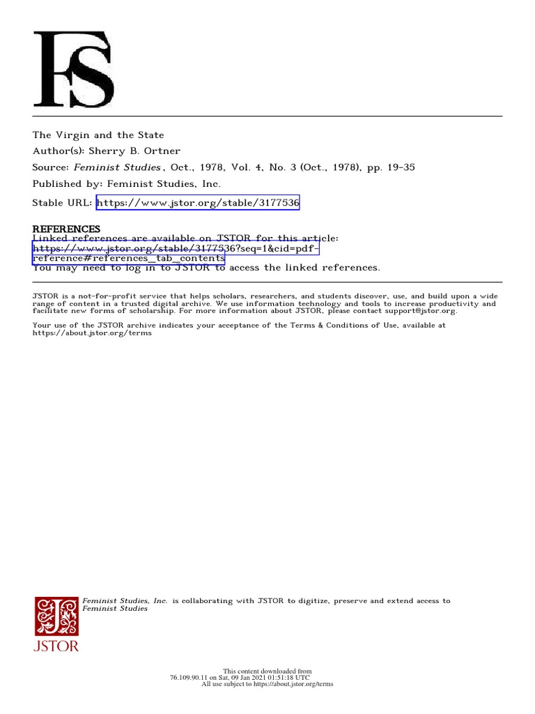 The Virgin and The State. Sherry Ortner | PDF