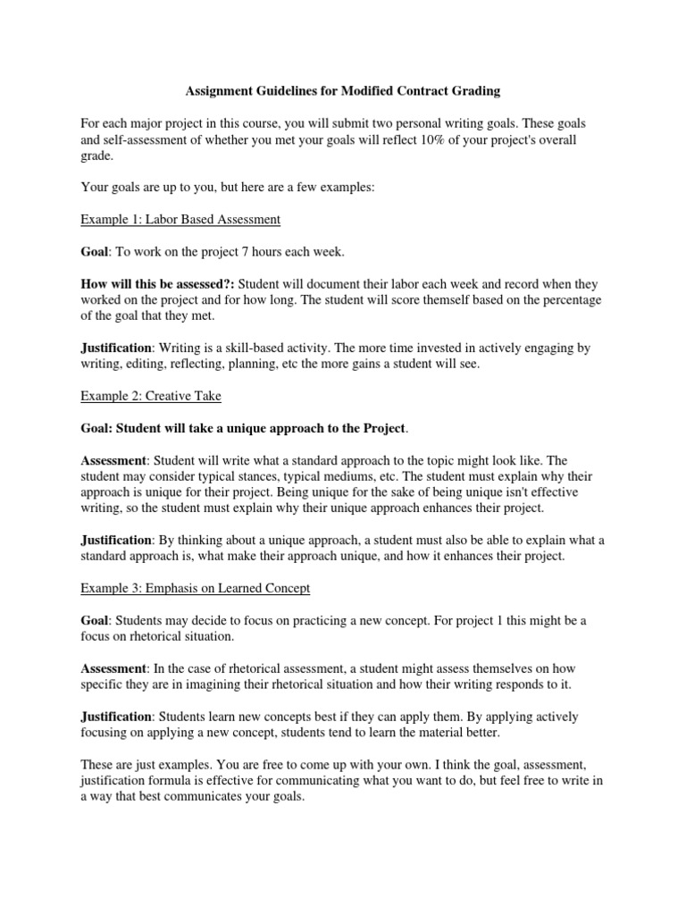 Contract Grading Examples | PDF | Rhetoric | Goal