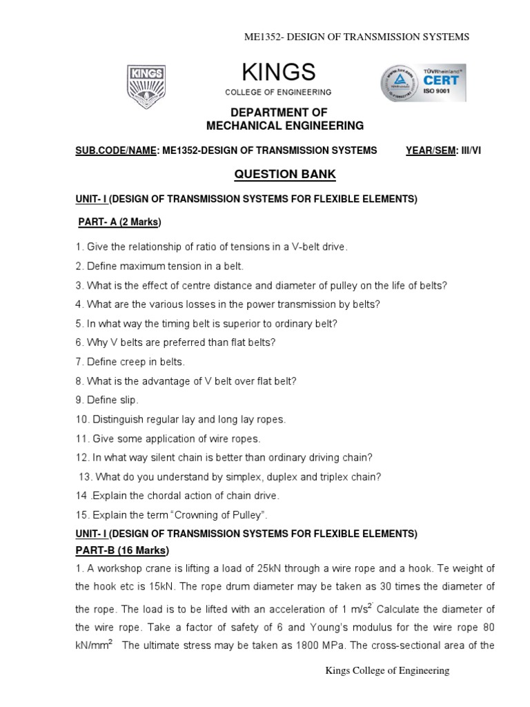 Design of Transmission Systems - Department of Mechanical Engineering ...