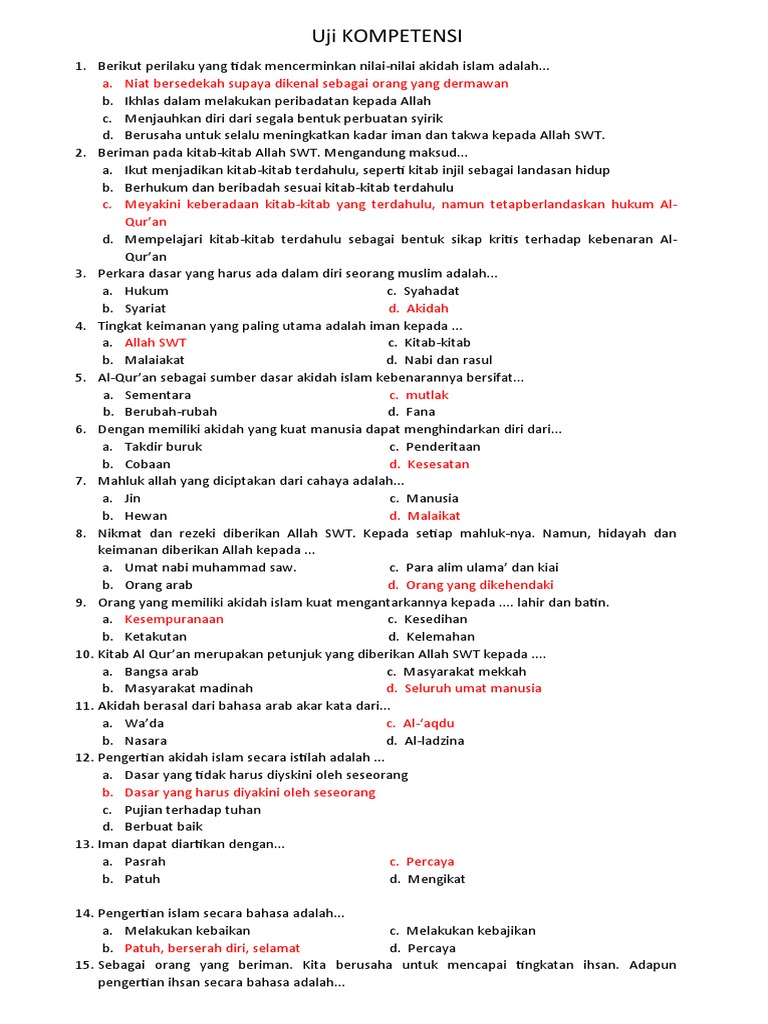Ujian Akidah Islam dan Rukun Iman | PDF