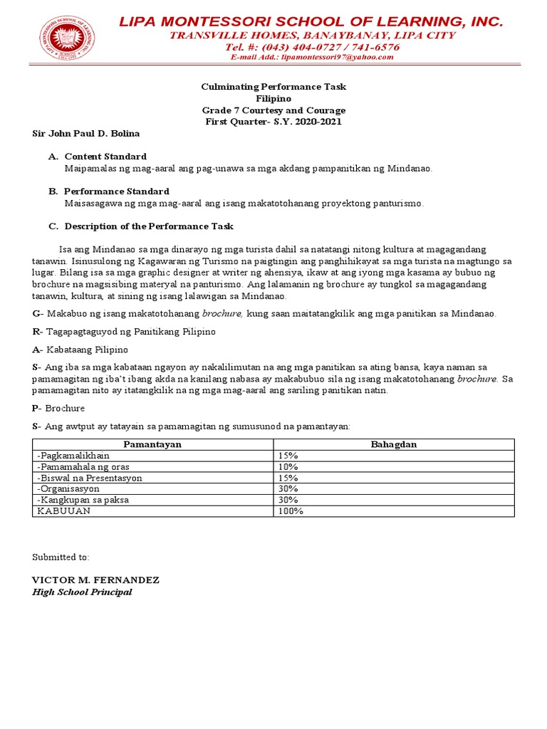 Culminating Performance Task Filipino | PDF