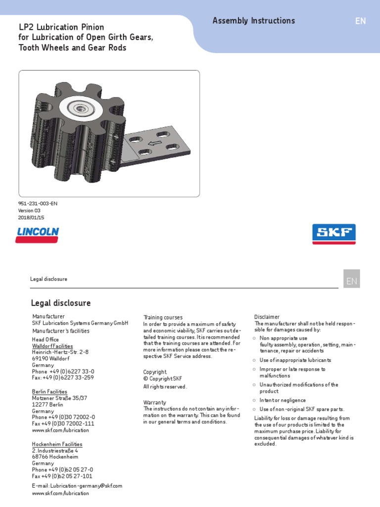 LP2 Lubrication Pinion For Lubrication of Open Girth Gears, Tooth ...