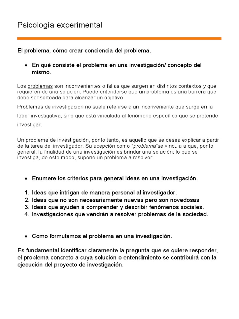 El Problema, Como Crear Conciencia Del Problema. | PDF
