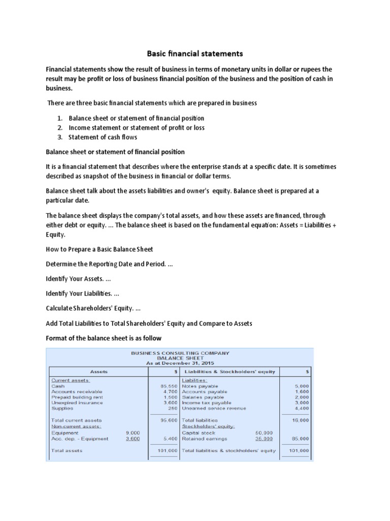 Overview of Basic Financial Statements | PDF | Balance Sheet | Equity ...