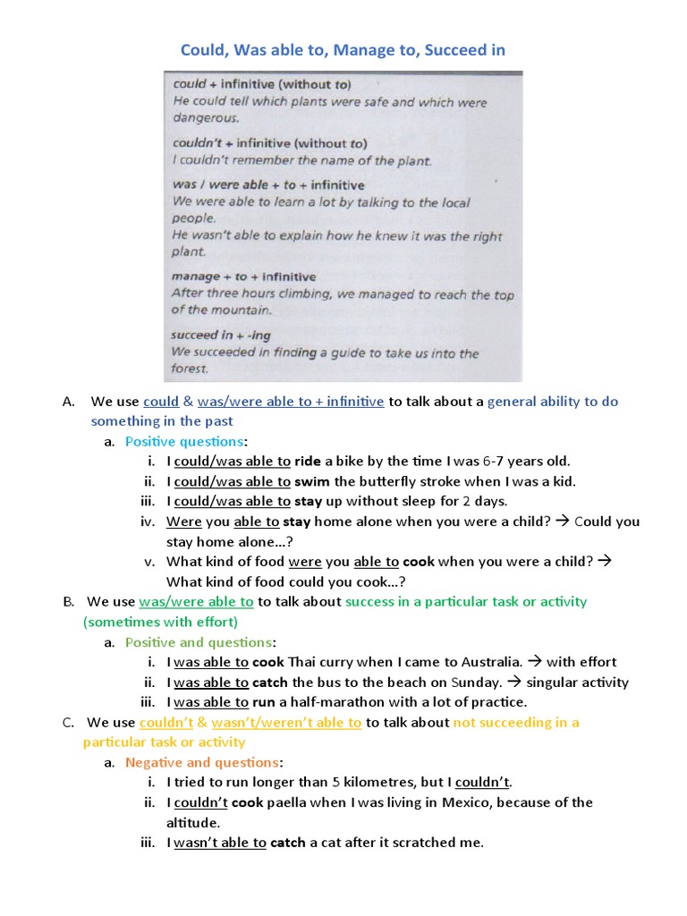 Grammar - Past Ability and Successes | PDF | Career & Growth | Self ...