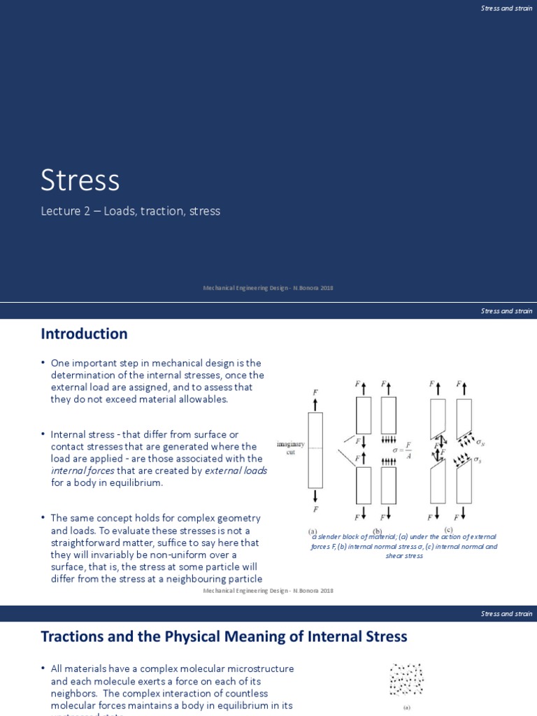 Stress: Lecture 2 - Loads, Traction, Stress | PDF | Stress (Mechanics ...