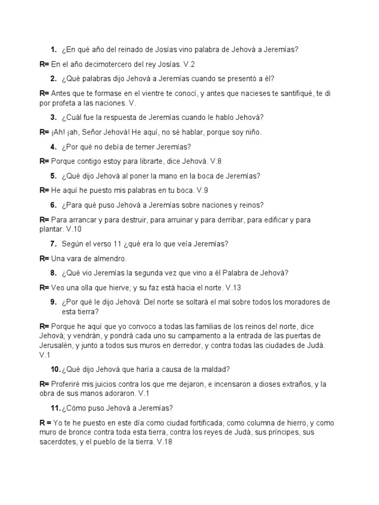 Preguntas Jeremias 1 | PDF