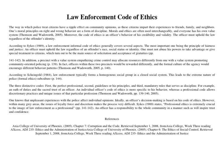 Law Enforcement Code of Ethics | PDF | Crime & Violence | Crime Thriller
