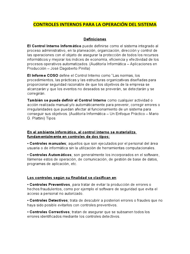 Control Interno Informatico | PDF | La seguridad informática | Seguridad