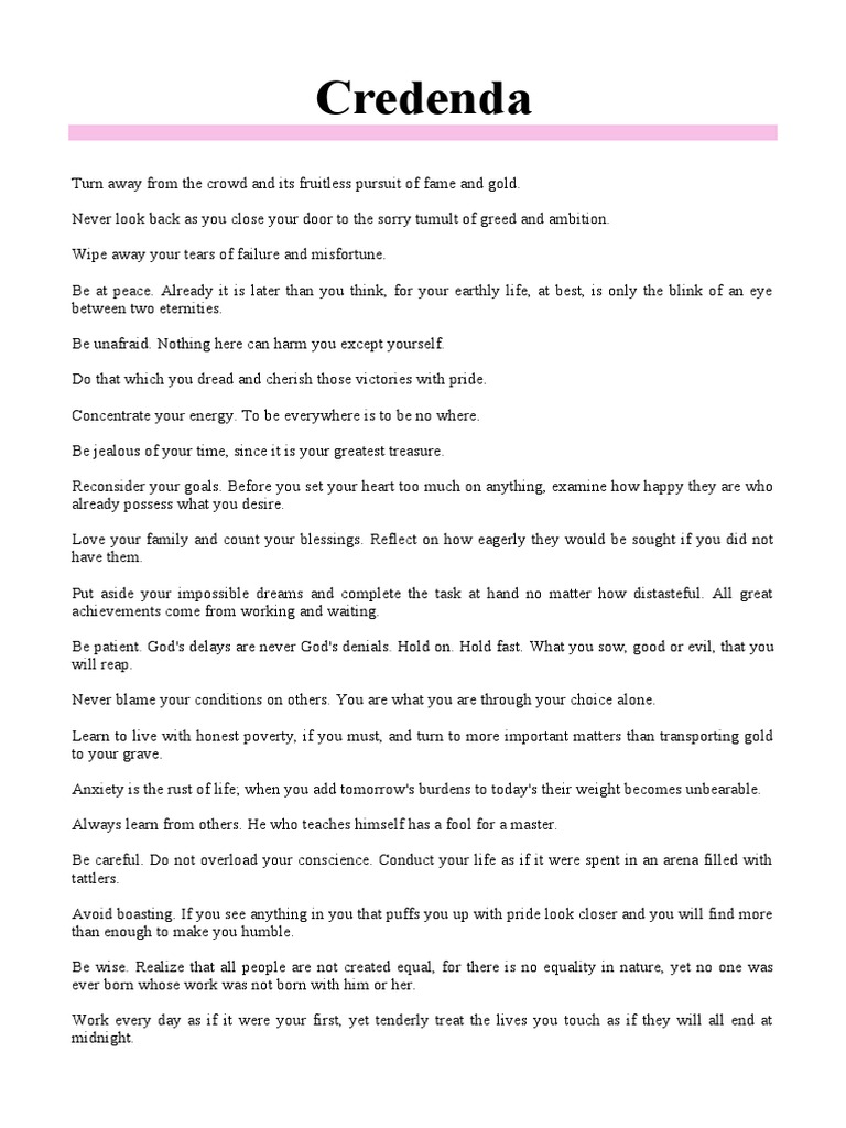 Credenda | PDF | Law | Lifestyle