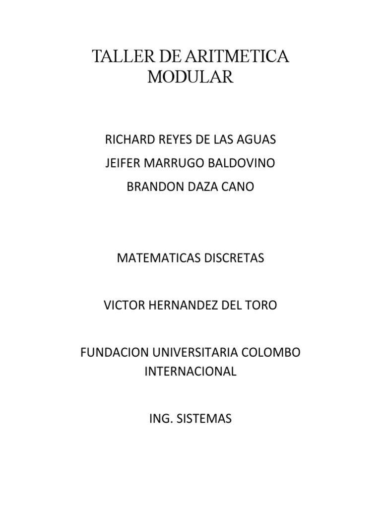 Taller de Aritmetica Modular | PDF