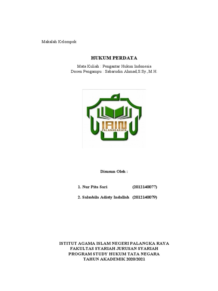 Makalah Phi Hukum Perdata | PDF