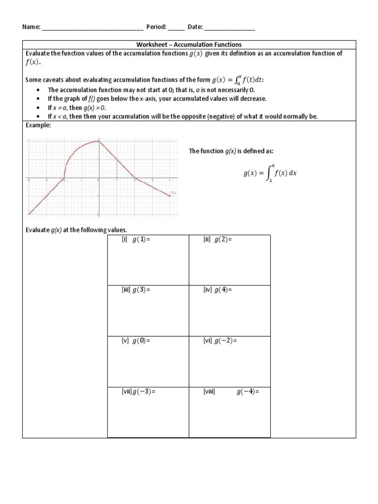 Worksheet - Accumulation Functions | PDF | Function (Mathematics) | Functions And Mappings
