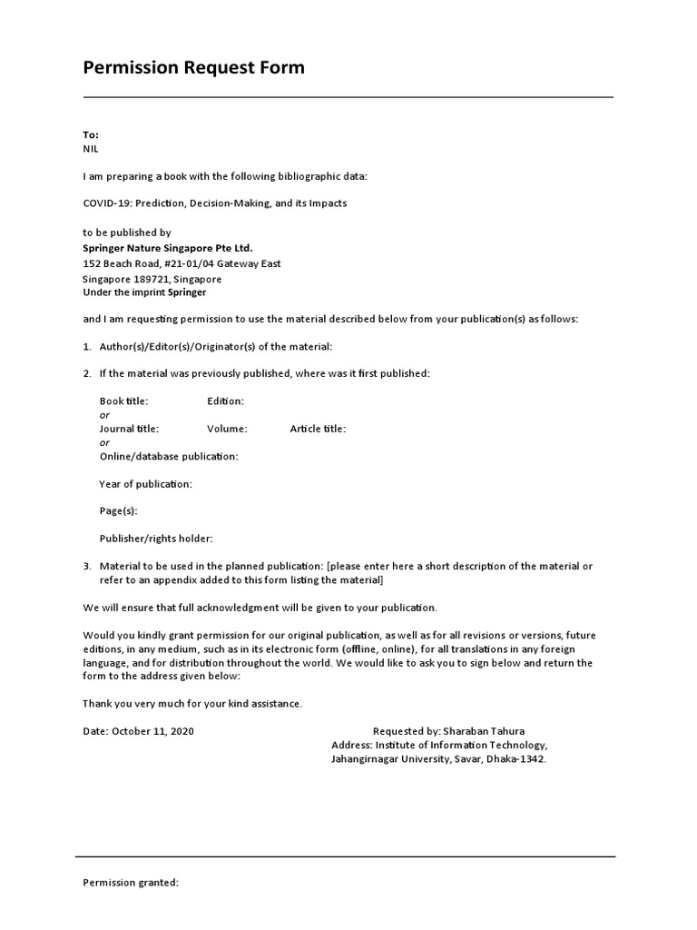 COVID-19 Book Permission Form | PDF | Computers