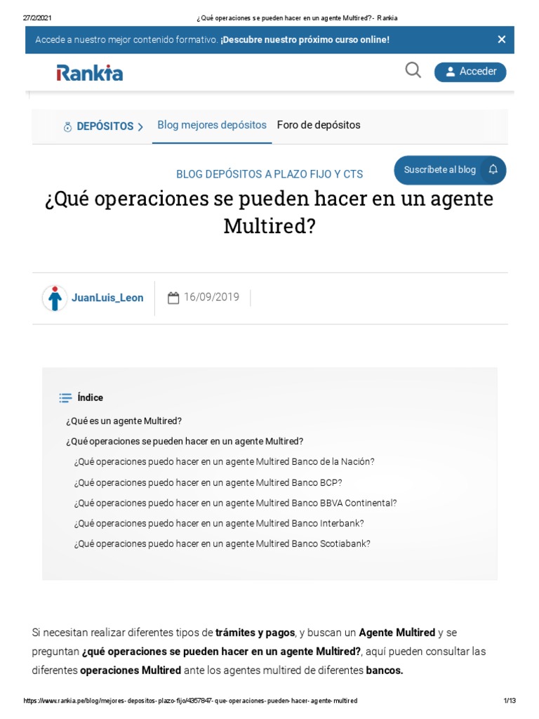 ¿Qué Operaciones Se Pueden Hacer en Un Agente Multired - Rankia | PDF ...