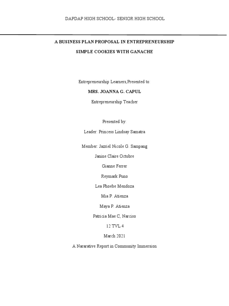 Simple Cookies Business Plan | PDF | Entrepreneurship | Foods