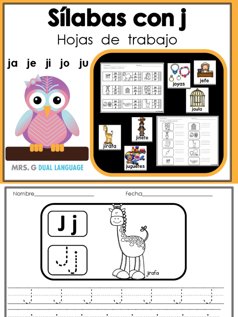 05 - Sílabas Con La Letra J Ja Je Ji Jo Ju Hojas de Trabajo | PDF