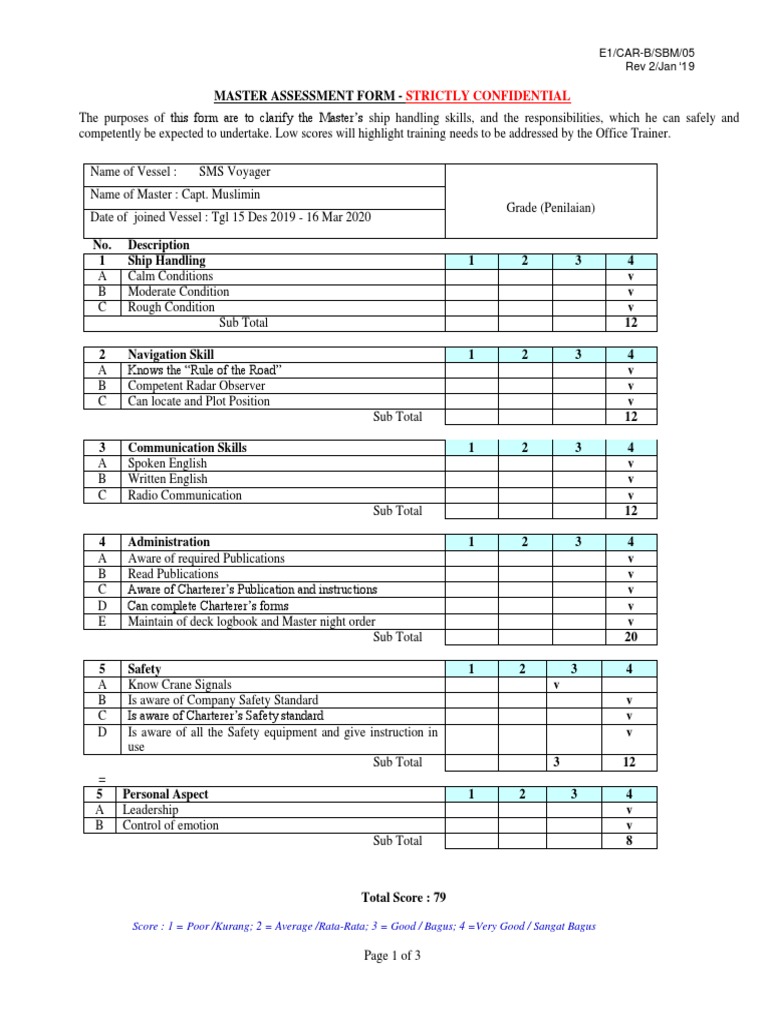 (05-E1-CAR-B-SBM) Crew Assessment Report (r2. 01-19) Master | PDF ...