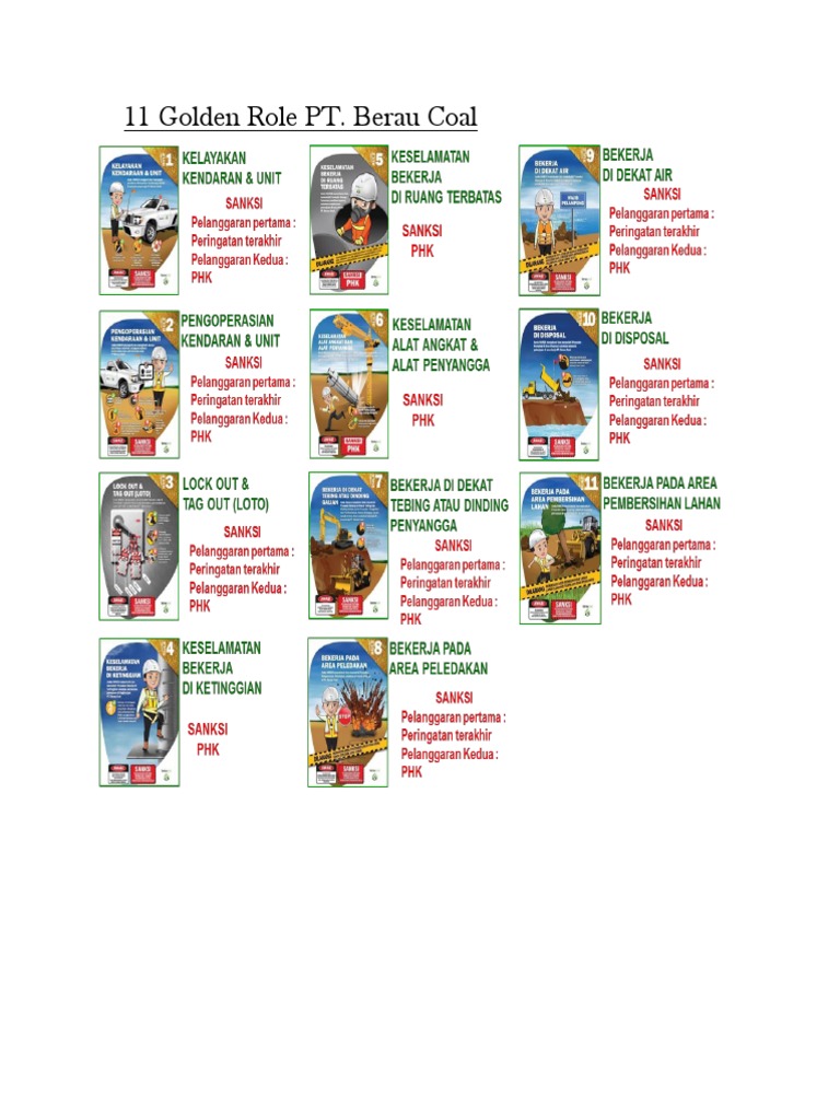 11 Golden Rules of Berau Coal | PDF