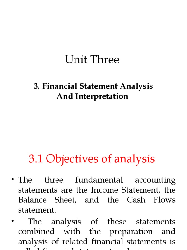 Unit Three: 3. Financial Statement Analysis and Interpretation | PDF ...