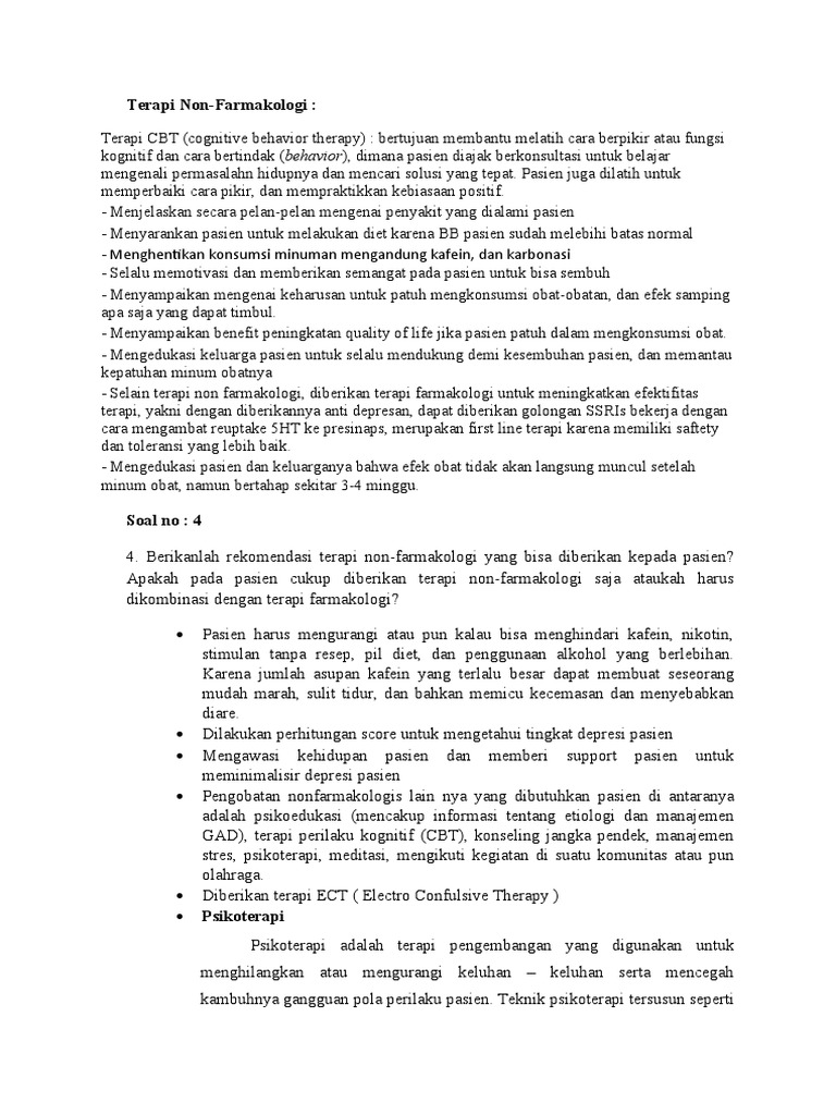 Terapi Non-Farmakologi Depresi | PDF