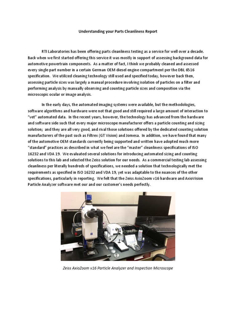 Understanding Your Cleanliness Report Blog Post | PDF | Specification ...