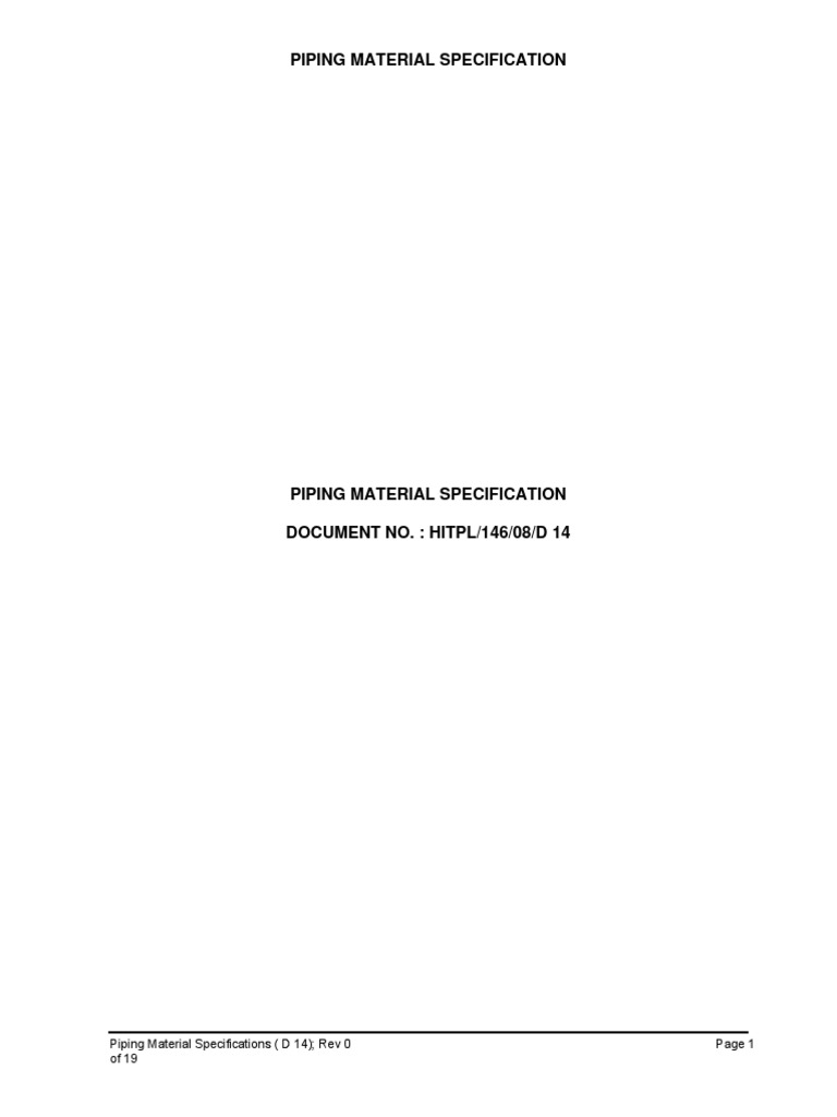 Piping Material Specifications (D 14) | PDF | Pipe (Fluid Conveyance ...