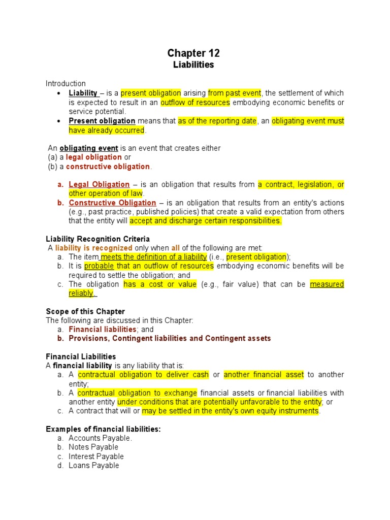 Chapter 12 Liabilities | PDF | Liability (Financial Accounting) | Fair ...