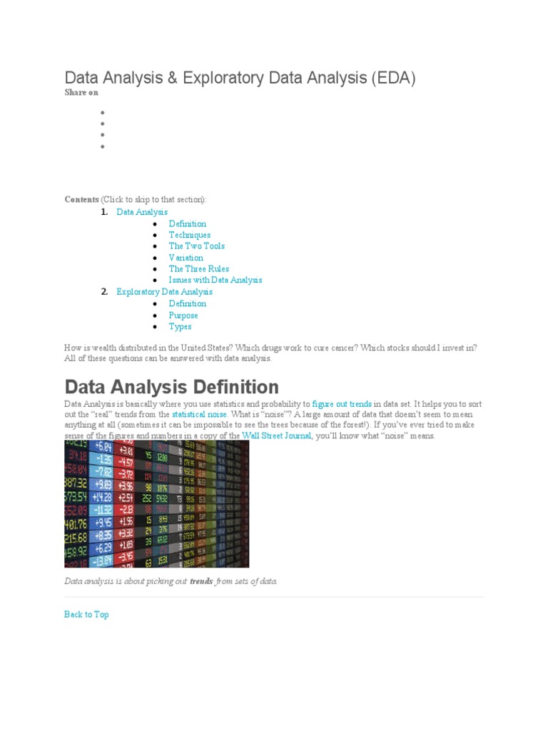 Data Analysis & Exploratory Data Analysis (EDA) | PDF | Data Analysis | Statistics